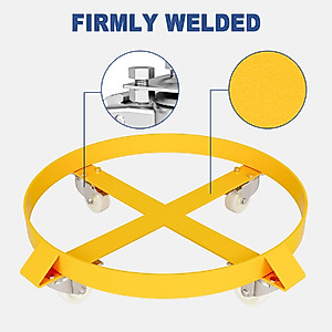 Drum Dolly 55 Gallon Trash Can Dolly Heavy Duty 1000 Pound Barrel Dolly with Swivel Casters Wheel Steel Frame Dolly Non Tipping Hand Truck Capacity Dollies