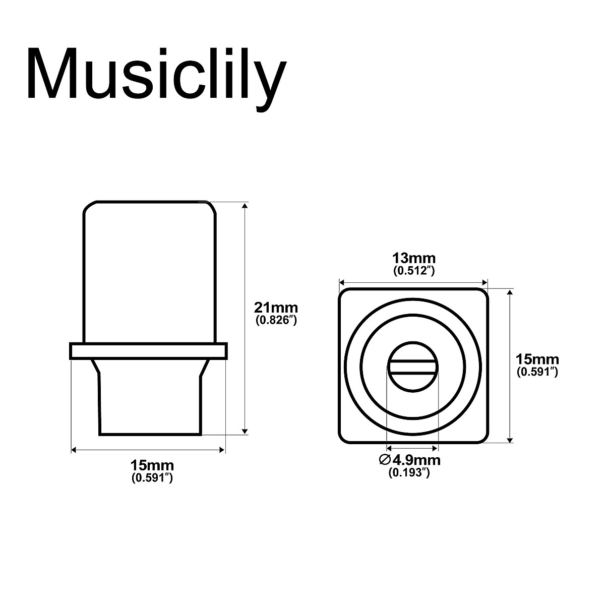 Musiclily Pro Inch Size Top Hat Guitar Telecaster Switch Tips 3-Way Pickup Selector Switch Knobs for US Fender Tele Style, Black (Set of 2)