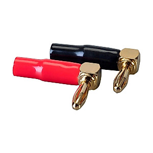 Monoprice 10 Pair Right Angle 24k Gold Plated Banana Speaker Wire Cable Screw Plug Connectors (121915) Black/Red