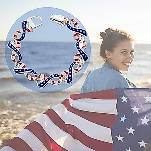 PammyJ USA American Flag Ribbon Bracelet Red White Blue