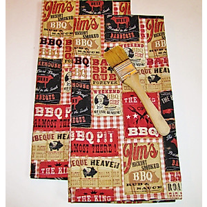 BBQ Print Kitchen Towels (Set of 2) Lightweight Dish Towels 100% Cotton Wash/Dry 28" x 18" Grilling Cookout Patio Design