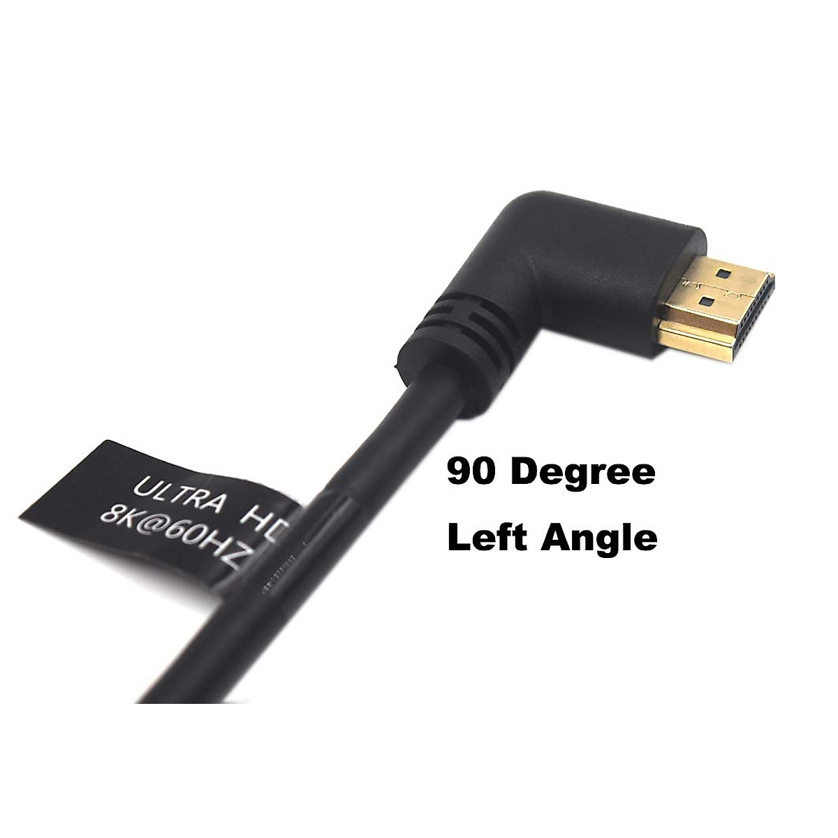 Kework 2 Feet Ultra HD HDMI 8K Cable, 90 Degree Left Angle HDMI 2.1 Version Male to Male High Speed Shield Cable for Xbox TV PS4 PS5 Switch, Support 8K@60HZ 4K@120HZ (Left-Straight)