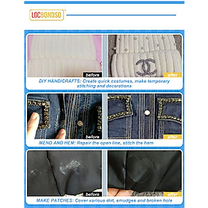 LOCBONDSO 1 Min Fast Dry Sew Glue Liquid Quick Bonding Reinforcing Fabric Adhesives DIY Speedy Fix for Denim Cotton Flannel Clothes Tent Curtain Leather Sofa Cover Polyester Gloves Doll Repair