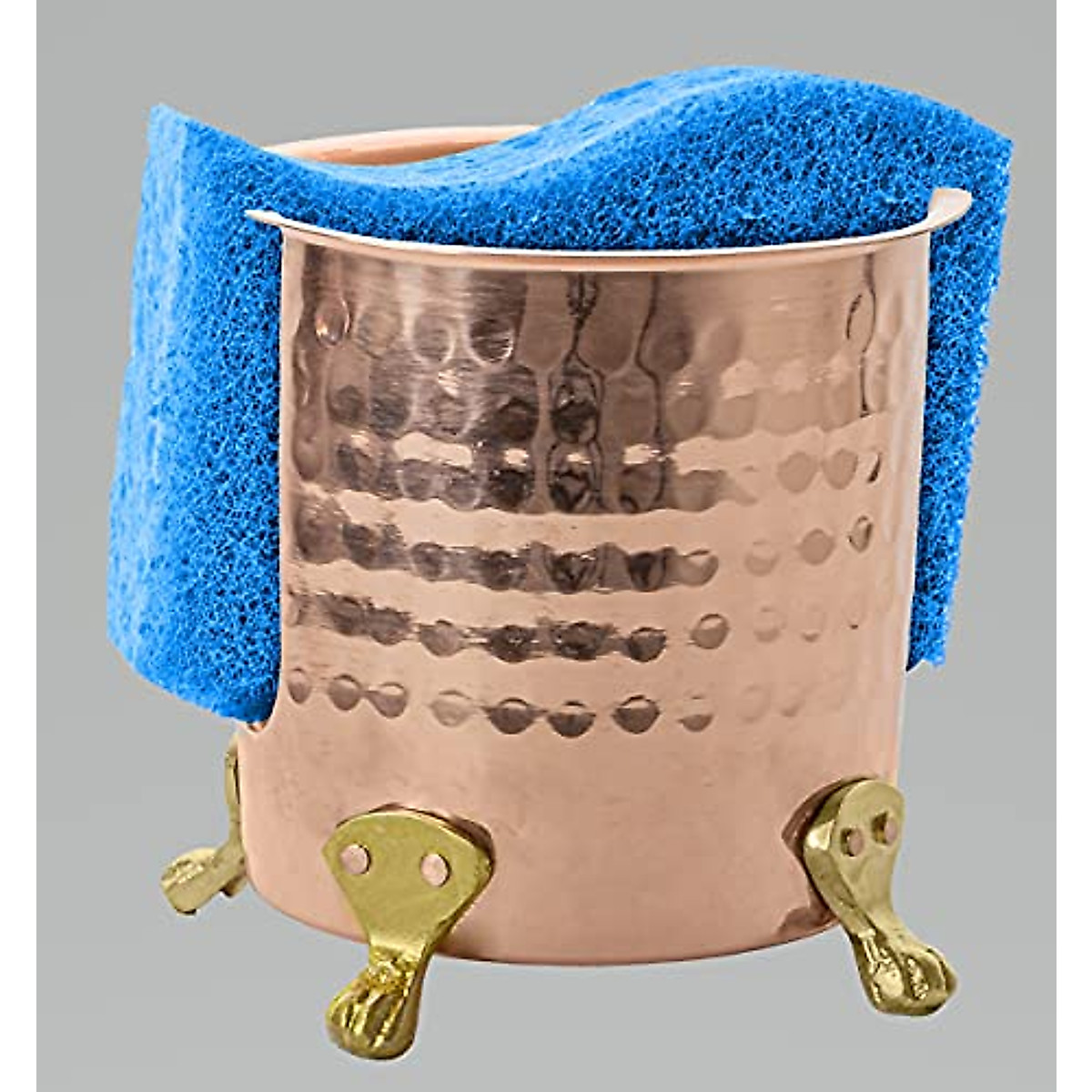 Monarch Abode 17099 Metal Hand Hammered Caddy, Sponge Holder, Kitchen Interior Organizer for Utensils, Crock for Cooking Utensils, Multipurpose, Large Utensil Holder, Pure Copper