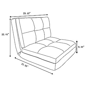 Loungie Micro-Suede 5-Position Adjustable Convertible Flip Chair, Sleeper Dorm Bed Couch Lounger Sofa, Grey