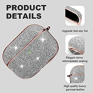 Glitter Airpods Pro Case with Keychain for Women Girls Bling Hard Shockproof and Scratchproof Protective Cover case for Airpods Pro Charging Case,(Front LED Visible)