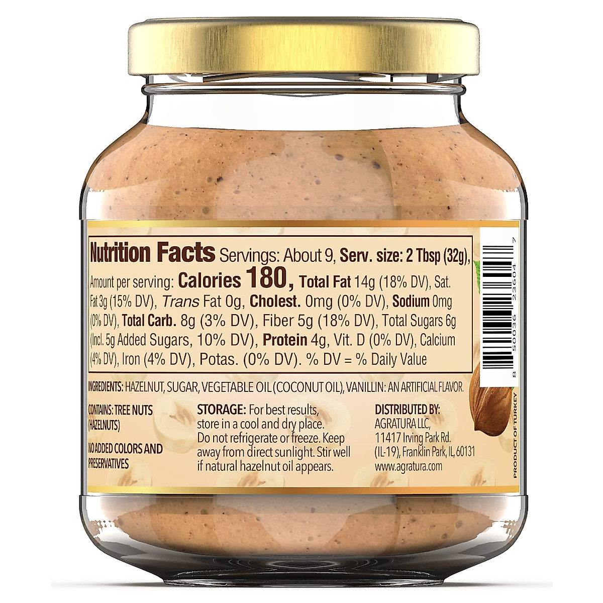 Nutio Crunchy Hazelnut Butter Spread - 77% Hazelnut, 71% Less Sugar, Low Carb, Keto Friendly, Vegan, Palm Oil Free, Gluten Free, Non-GMO, Sodium Free, Cocoa Free - 10.5 oz Glass Jar