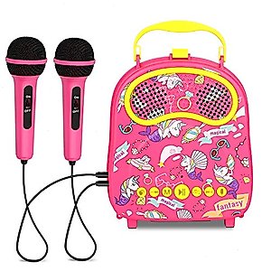 Kids Karaoke Machine with 2 Microphones for Girls Children Singing Machine Toddler Bt Karaoke Music Toy for Birthday