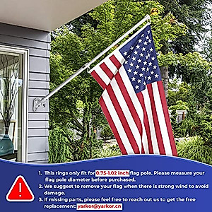 YARKOR Flag Pole Rings 2 Pcs, Aluminum Alloy Flag Pole Clips, 360° Rotating Anti-Wrap Flagpole Flag Mounting Rings, Spinning Flag Pole Kit with Carabiner for 0.75-1.02 Inch Diameter Flagpole, Silver