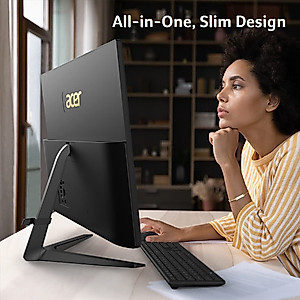 Acer 2022 Aspire 24-inch FHD All-in-One Desktop 6-Core 12th Intel Core i3-1215U 16GB DDR4 512GB SSD WiFi 6 Bluetooth RJ45 HDMI USB-C Windows 11 Pro Wireless Keyboard and Mouse w/RATZK 32GB USB