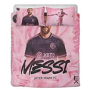 Aimery Miami Bedding Set Soccer Duvet Cover Set Pink Bed Football Comforter Soft Microfiber Soccer Bedding Sets 3 Pieces Fruit Comforter Cover and 2 Pillowcase for Bedroom (Pink 1,Full)