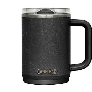 CamelBak Thrive Leak-Proof 16 oz Mug, Insulated Stainless Steel - For travel, coffee, tea, hot beverages - Spill Proof - Cup-holder Compatible, Black