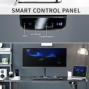 VIVO Electric Height Adjustable 60 x 24 inch Memory Stand Up Desk, Black Solid One-Piece Table Top, Black Frame, Touch Screen Preset Controller, 2E Series, DESK-KIT-2E6B
