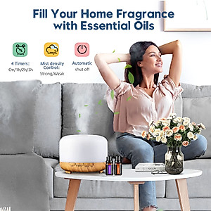 Essential Oil Diffuser, YIKUBEE Oil Diffuser, 500ml Humidifier, Diffusers for Home, Aromatherapy Diffuser with Remote Control, Diffusers for Essential Oils Large Room