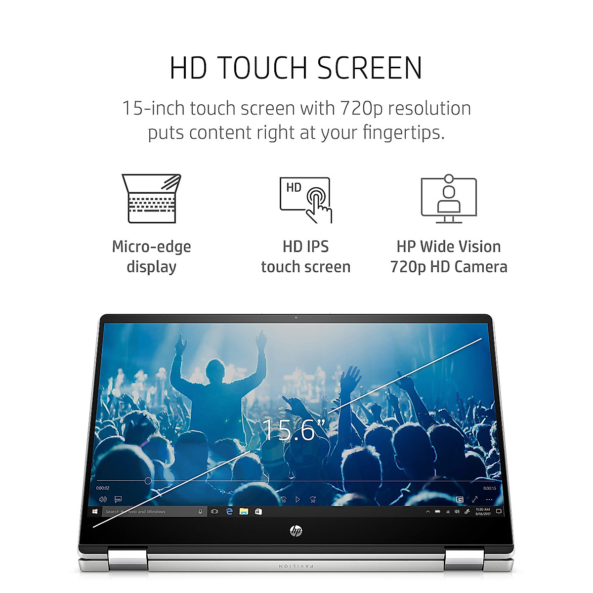 HP Pavilion x360 Convertible 15.6-inch Touchscreen Laptop, 11th Gen Intel Core i5-1135G7, Intel Iris Xe Graphics, 8 GB RAM, 512 GB SSD, HD Micro-Edge Display, Windows 10 Home (15-dq2020nr, 2020)