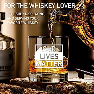 Vivimee Old Lives Matter Beer Glasses & Whiskey Scotch Glasses, Funny Retirement or Birthday Gifts for Dad, Grandpa, Old Man, or Senior Citizen, Gift for Men, Gag Gifts for Men, Mens Gifts
