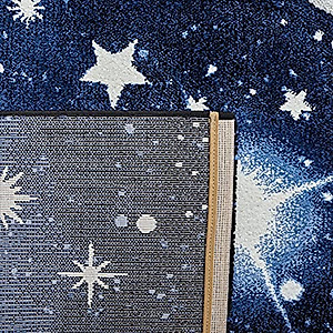 SAFAVIEH Carousel Kids Collection 5'3" Square Dark Blue / Light Blue CRK122M Outer Space Area Rug