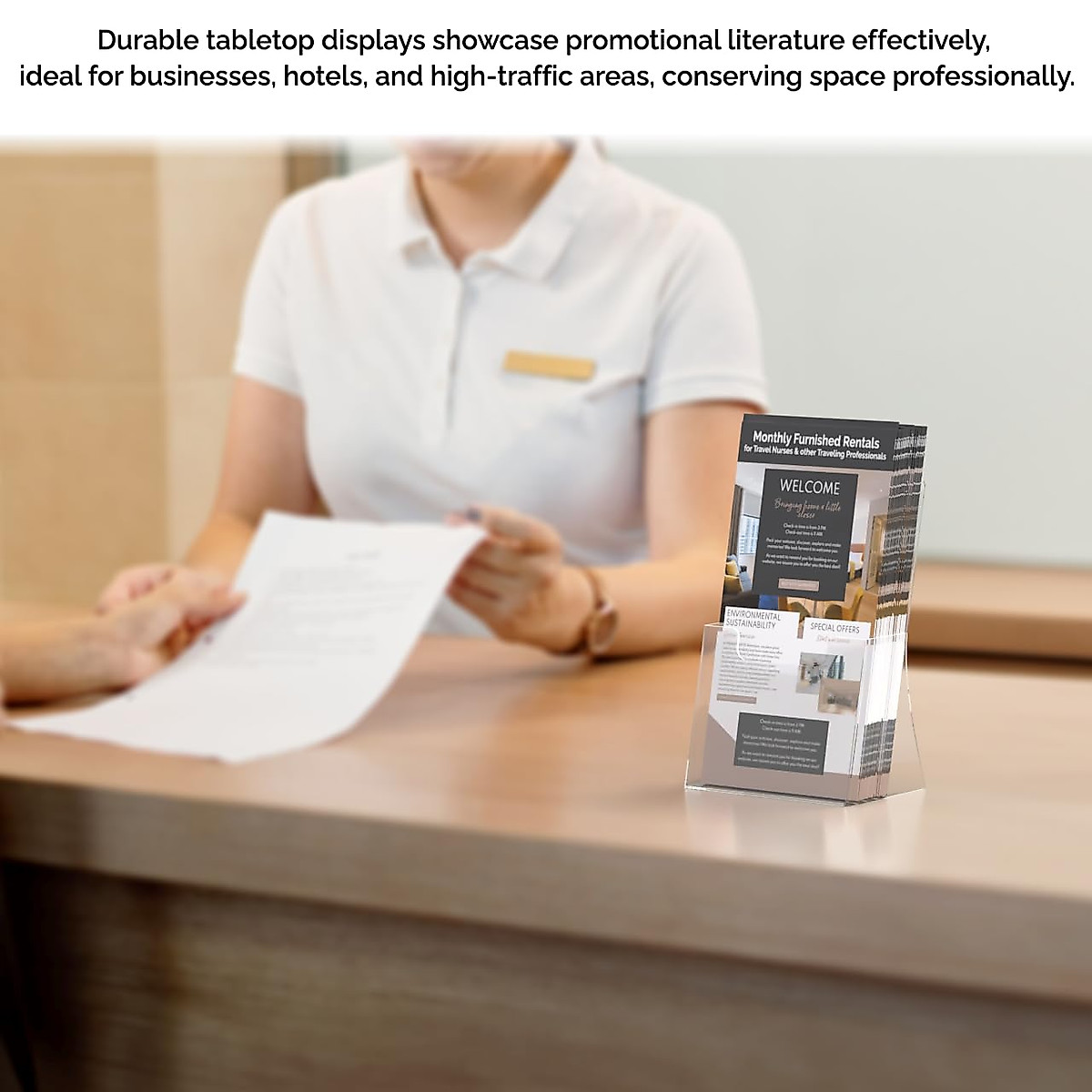 Marketing Holders 10 Pack 4.25" Brochure Holder Countertop Dispenser Holds Rack Cards Single Pocket Tri Fold Trade Show Pamphlet Bin for Waiting Rooms Gyms and Retail Shops Clear Acrylic