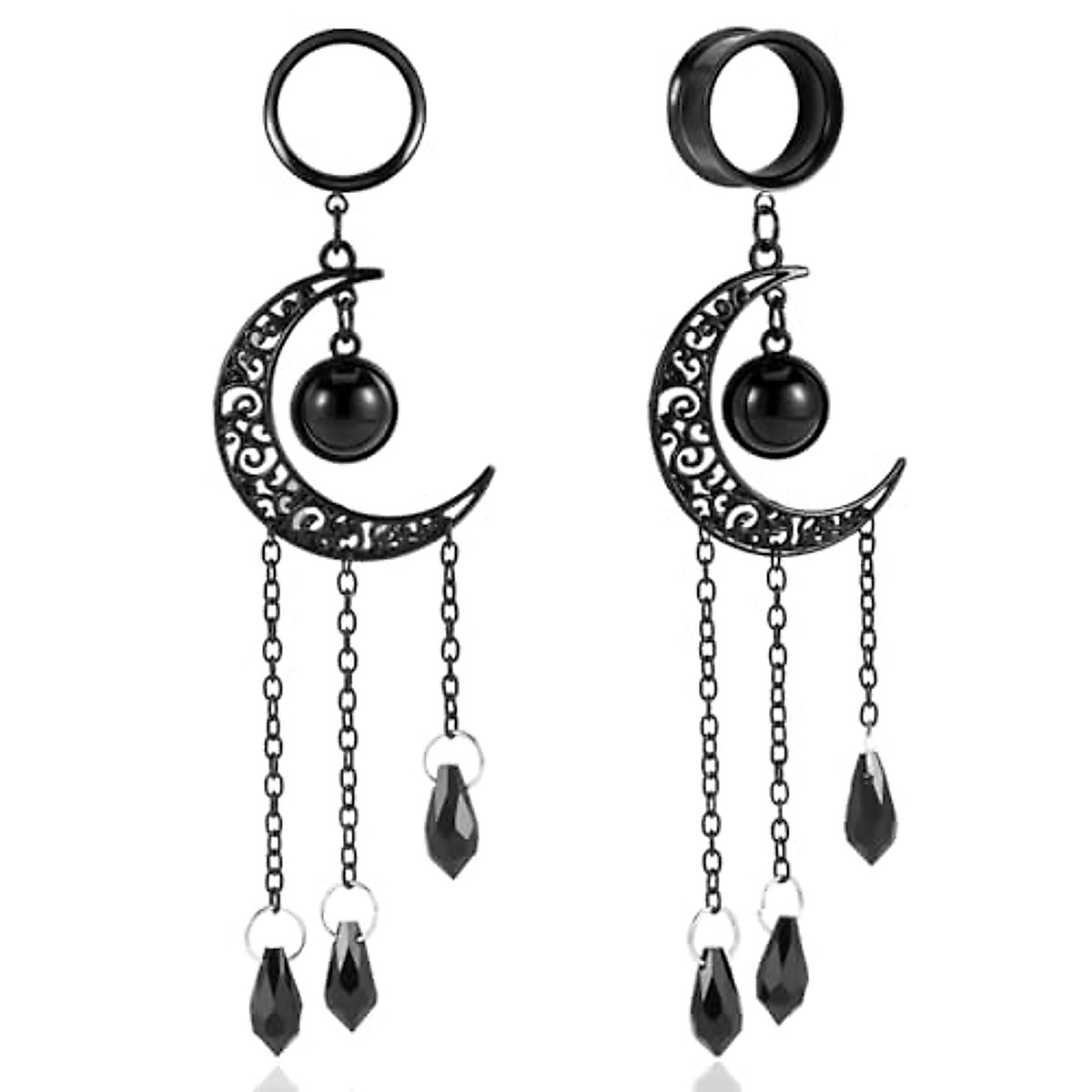 Maxbott 2PCS Stainless Steel Beautiful Flowers Ear Weights hangers for Stretched Ears Gauges Ear Plugs Tunnels Body Piercing Jewelry (6G(4mm), Silver)