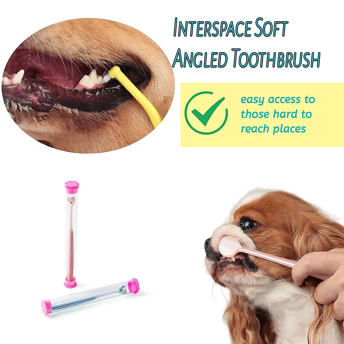 E.M&S.T by Emmeliestella Dog Toothbrush Teeth Cleaning Kit，Three-Sided，Dental Plaque Removal，Oral Hygiene，Freshen Dogs Breath，Reduce Tarta，Extra Soft Bristles, Independent Packaging, Blue&Pink 3PCS