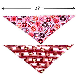 Valentines Day Dog Bandana 2 Pack - Triangle Bibs Pet Scarf for Small Dogs Puppy Cat