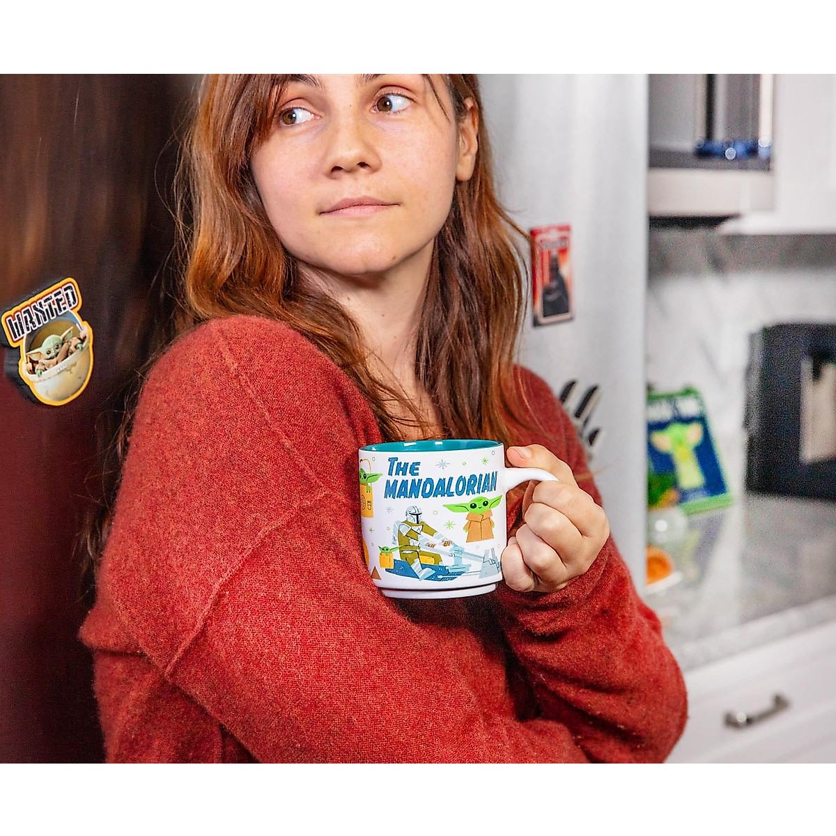 Silver Buffalo Star Wars: The Mandalorian Cartoon Grogu Ceramic Mug | Holds 13 Ounces