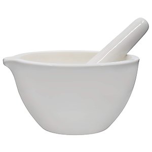 EISCO Porcelain Mortar & Pestle Set, 67oz (2000ml) - Unglazed Grinding Surface - Excellent for Kitchen or Laboratory - Grinds Powdered Chemicals, Herbs & Spices - Pill Crusher - White