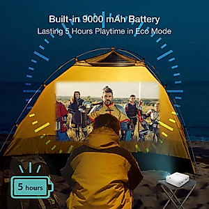 Outdoor Ultra Portable Pico Projector EZCast Beam J2 | WiFi Projector, Includes Tripod & Bag, Battery for 5hrs on a Playtime, DLP, 300 ANSI, 100" Displays, Compatible w/ HDMI, USB, iPhone, TV Stick