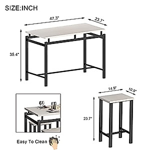 Dining Table Set for 4, 5 Pieces Kitchen Table and Chairs for Small Spaces, Bar Table and Chairs Set, Person Counter Height Table Set with 4 Chairs for Pub Restaurant Dinner Breakfast(Oak)