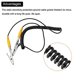 MECCANIXITY ESD Anti Static Ground Cable ESD Grounding Cord with Alligator Clip Claw for Eliminate Conductor Electrostatic