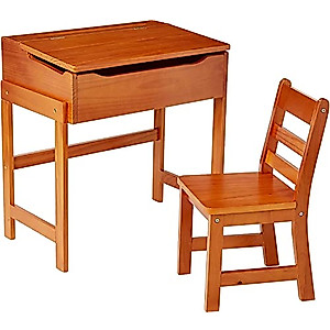 Lipper International Child's Slanted Top Desk & Chair, Pecan Finish