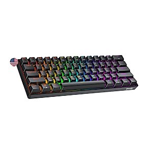 Geeky GK61 SE 60% | Mechanical Gaming Keyboard | 61 Keys Multi Color RGB LED Backlit for PC/Mac Gamer | ANSI US American Layout (Black, Mechanical Brown)
