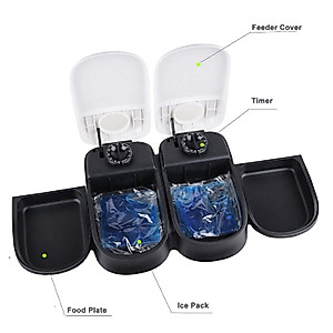 PAWISE Automatic Cat Feeders 2 Meal Automatic Dog Feeder,Dog/Cat Food Dispenser 1.5 Cups, Schedule Meal or Treat, with 48-Hour Timer