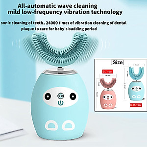 CATLION U Type Sonic Whole Mouth Toothbrush,Children's Ultrasonic Toothbrushes,Kids Electric Toothbrush,360 Whitening and Cleaning Teeth,Ipx8 Waterproof,4 Gear Mode,Pink,3-7years