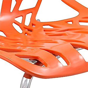 LeisureMod Modern Asbury Dining Chair with Chromed Legs (Set of 4), Orange