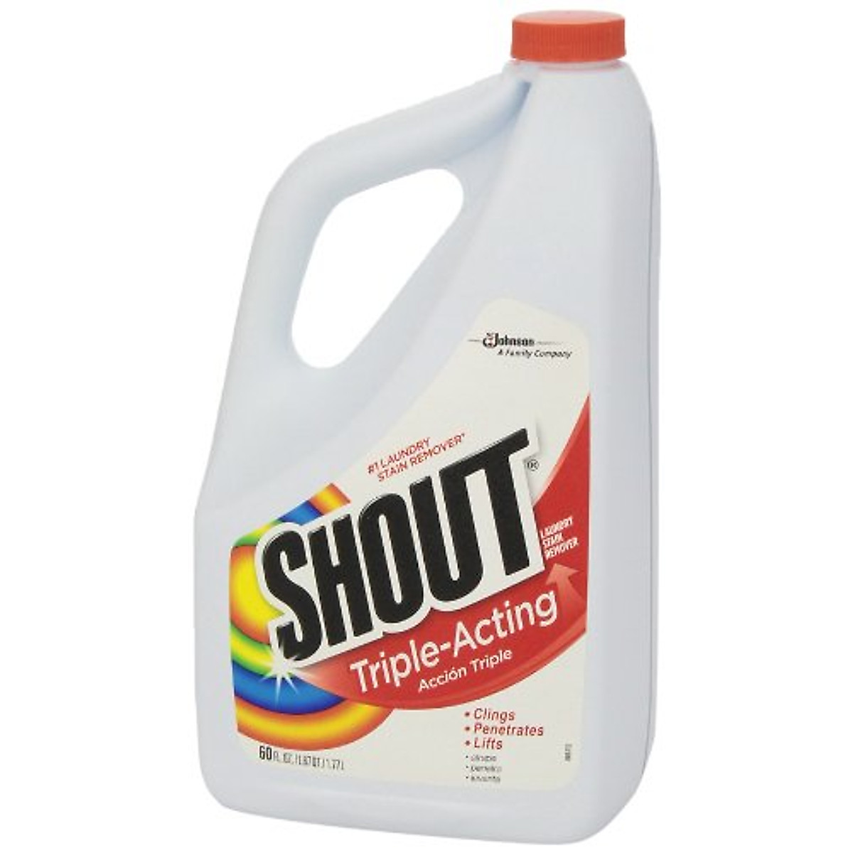 Shout Active Enzyme Laundry Stain Remover Spray, Triple-Acting Formula Clings, Penetrates, and Lifts 100+ Types of Everyday Stains - Prewash Refill 60oz