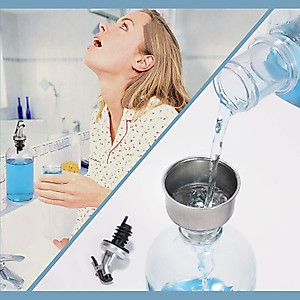 AOZITA 16-Ounce Glass Mouthwash Dispenser - Clear Glass Bottle with Pour Spout, Shot Glass, Funnel and Labels, Refillable Boston Round Bottles - 2 Pack