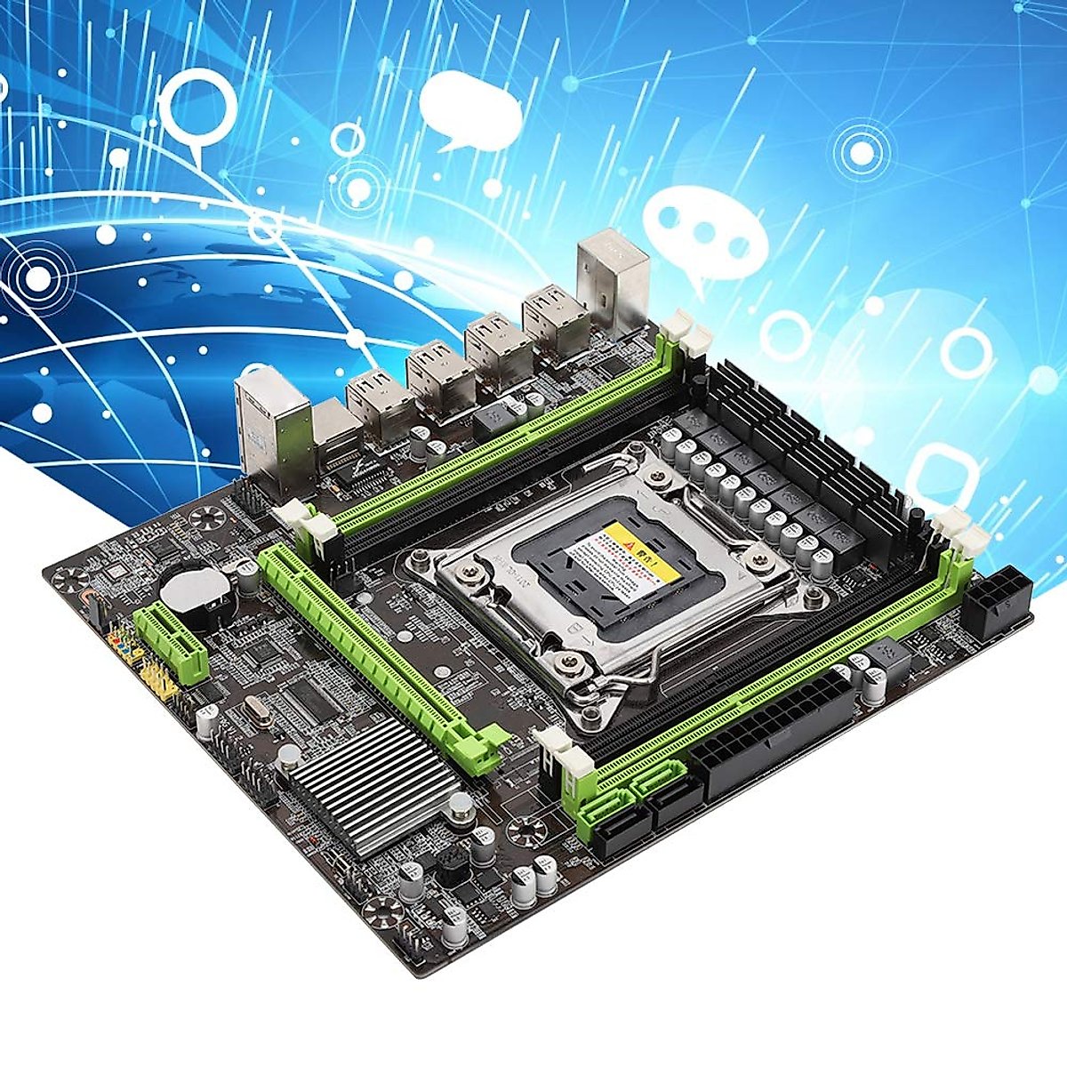 Hopcd Desktop Computer Motherboard, LGA 2011 Motherboard Support 1066/1333/1600 / 1866MHz DDR3+ RTL8111H Gigabit Network Card / SATA3.0+PCI-E /6-Channel Audio Chip