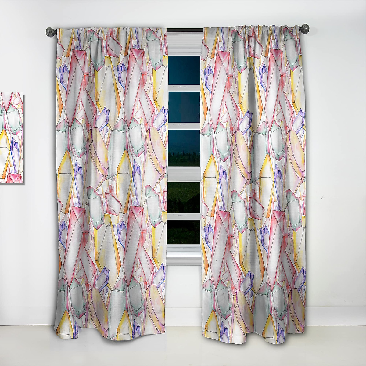 DesignQ Curtains 'Colorful Diamond Rock Jewelry Mineral' Curtains for Bedroom, Curtains for Living Room, Curtains & Drapes - Thermal Insulated - Single Panel-52x90