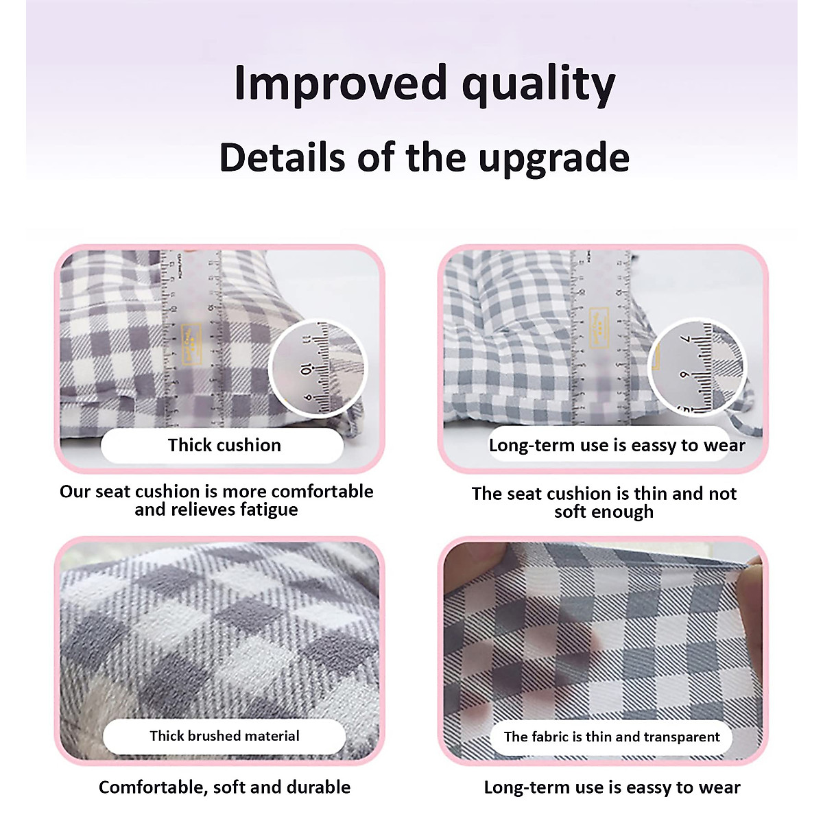 BUENA DECOR Kitchen Chair Cushions with Ties, Set of 2 Buffalo-Checked Dining Chair Pads Seat Cushions for Kitchen Chairs, 16x16 inches Buffalo-Plaid Christmas Decoration (Grey & White), (BD893569-2)