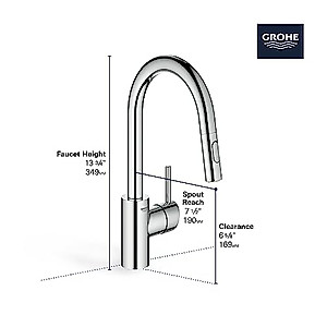 GROHE 31479DC1 Concetto Pull-down Bar Kitchen Faucet with sprayer Supersteel (Stainless Steel)