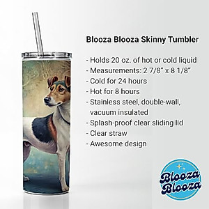 Smooth Fox Terrier Dog Art Nouveau Skinny Tumbler 20oz with Straw Insulated Water Bottle Gift