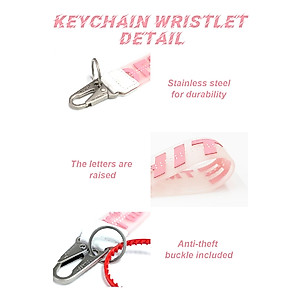 EVERQUEIN Fashionable Keychain Wristlet Strap,Women Wristlet Keychain Lanyard Accessories for Key,Wallet,Wrist,Jeans Decor,Lanyard Wristlet Keychain for Men (PVC-Pink)