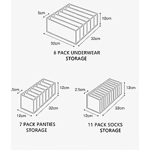 CHLD Underwear Drawer Organizer Set- Foldable Underwear Storage Divider Boxes for Clothes, Socks, Underwear and Bras (Grey)