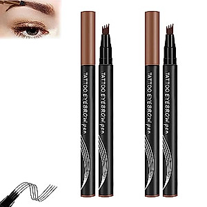 Eyebrow Pen, Eyebrow Pencil For Eye Makeup,4-Tip Microblade Brow Pen, Long Lasting, Waterproof and Professional Eyebrow Pencil, Creates Natural Looking Eyebrows Make-Up(2pcs light brown)