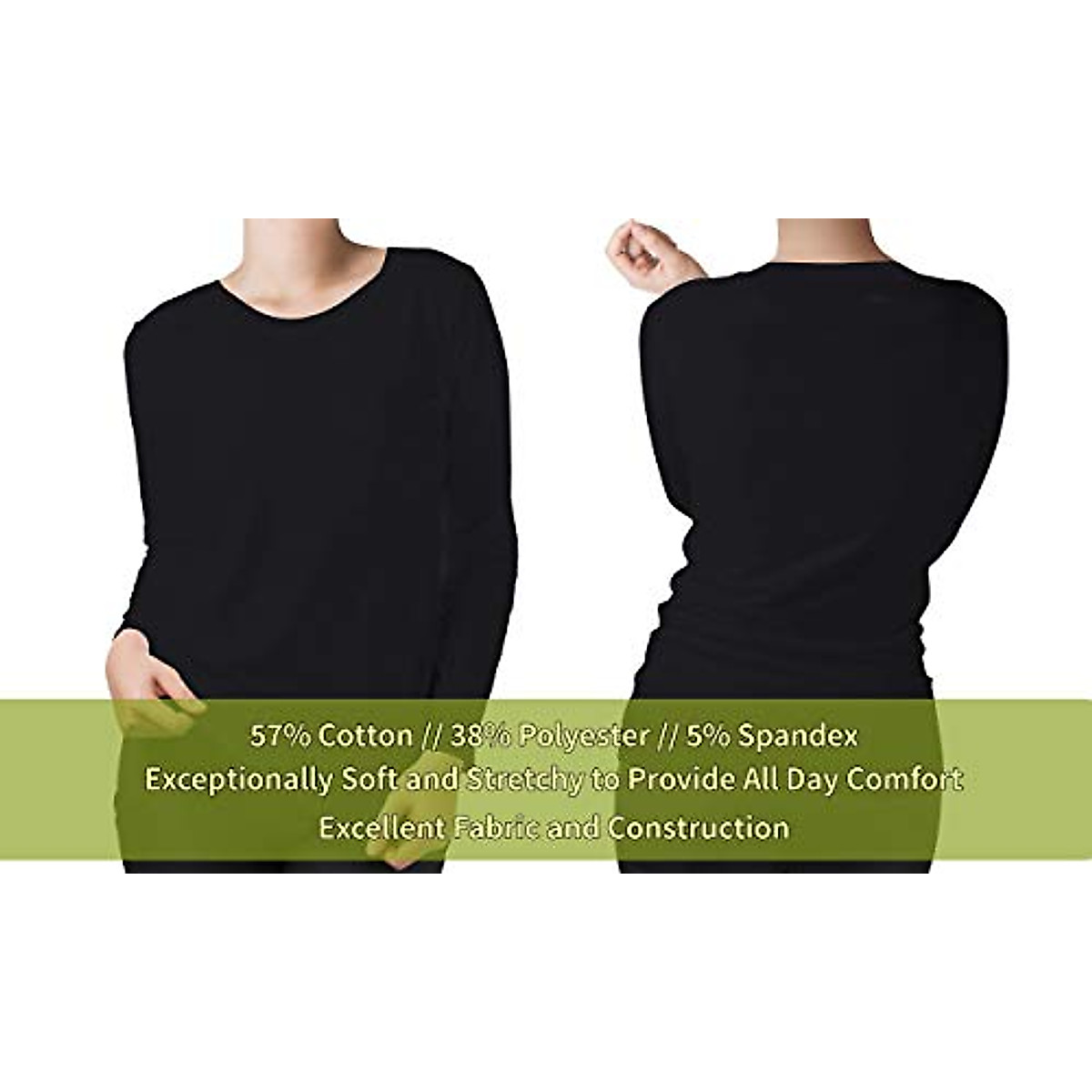 BaHoki Essentials Long Sleeve Undershirts for Scrubs - Great Stretch and Layering Piece - Multipurpose and Durable -Use with Scrubs and Lab Coats - for Nurses, Doctors, Women, and Men Black