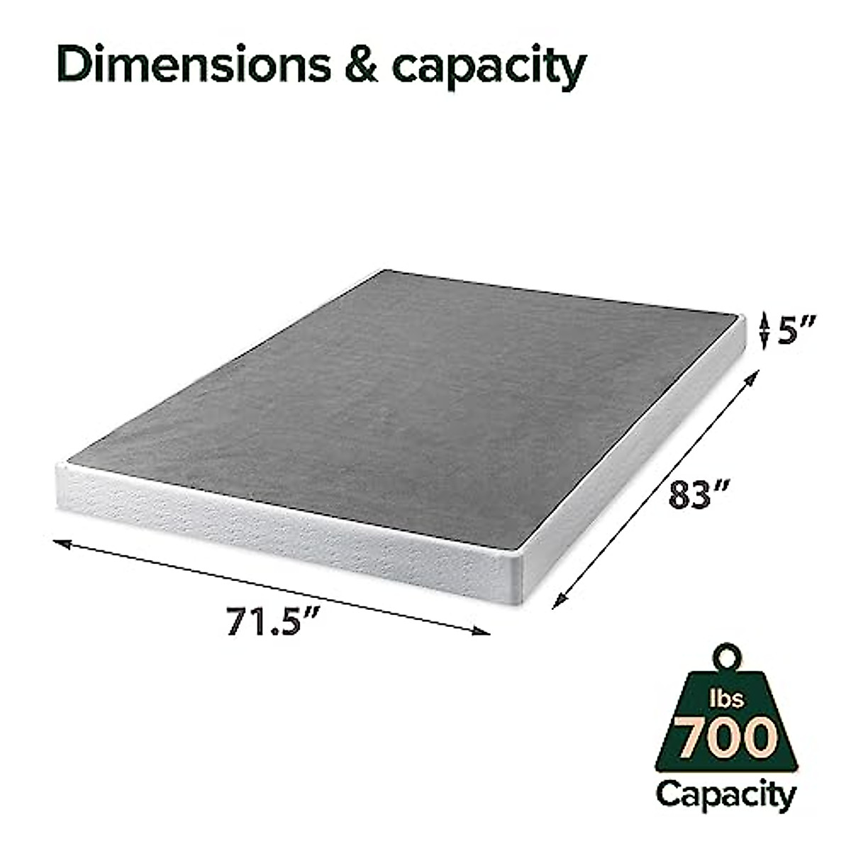 ZINUS 5 Inch Metal Smart Box Spring with Quick Assembly / Mattress Foundation / Strong Metal Frame / Easy Assembly, California King