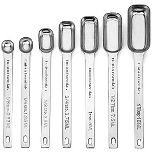 Hudson Essentials Stainless Steel Measuring Spoons Set for Dry or Liquid - Fits in Spice Jars - Set of 7