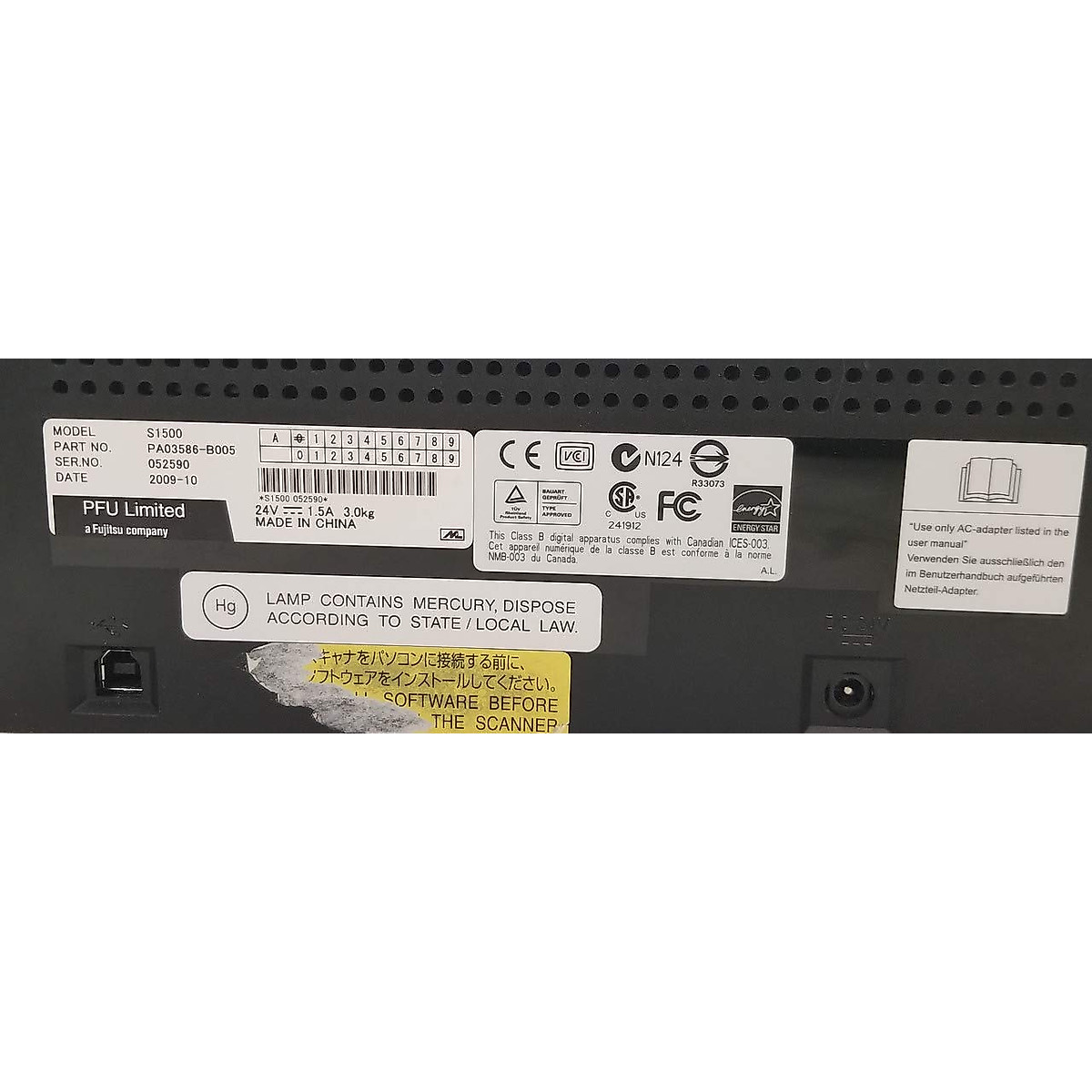 Fujitsu ScanSnap S1500 Instant PDF Sheet-Fed Scanner for PC