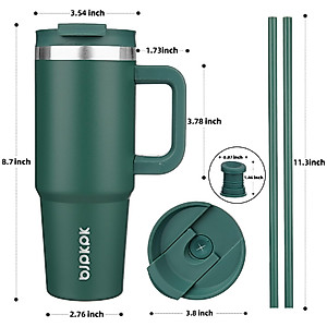 BJPKPK Insulated Tumblers With Handle And Straw 30 oz Stainless Steel Tumbler Cups With Lid,Army Green